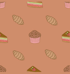 Hand drawn seamless pattern with cakes Royalty Free Vector