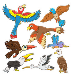 Set of Cute cartoon Animals and birds in the Amazo