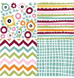 Seamless patterns with fabric texture Royalty Free Vector