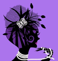 Violet girl and pearls Royalty Free Vector Image