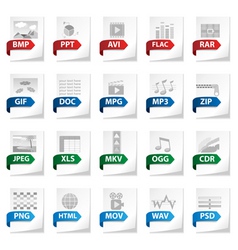 Square file labels icon set Royalty Free Vector Image