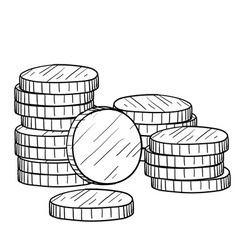 Doodle money coins stack Royalty Free Vector Image