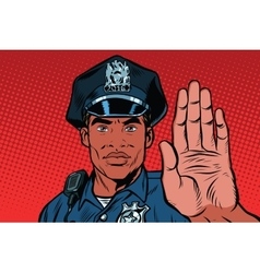 Retro police officer stop gesture Royalty Free Vector Image