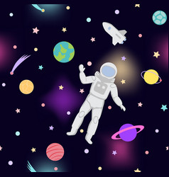 Seamless children cartoon space pattern Royalty Free Vector