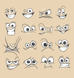 Funny cartoon faces set Royalty Free Vector Image