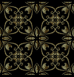 Rose gold floral leafy 3d seamless pattern Vector Image