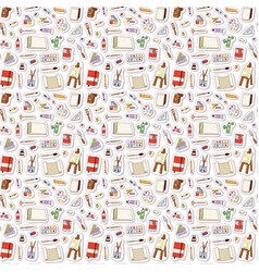 Colorful seamless pattern with funny stickers Vector Image