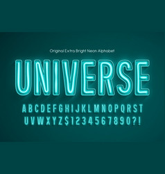 Handmade neon light alphabet realistic extra Vector Image