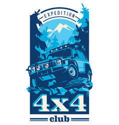 Off-road car logo safari suv expedition Royalty Free Vector