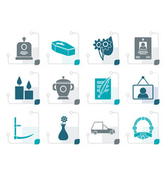 Stylized funeral and burial icons Royalty Free Vector Image