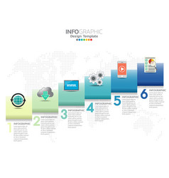Infographic template design with 6 color options Vector Image