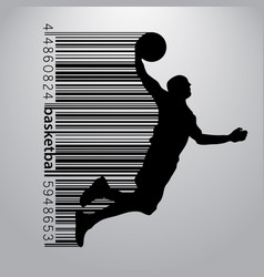 Silhouette of a basketball player and barcode Vector Image