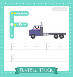 Letter f uppercase tracing practice worksheet Vector Image