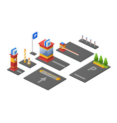 Parking car barrier gate set Royalty Free Vector Image