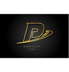Yellow gold alphabet letter p logo company icon Vector Image