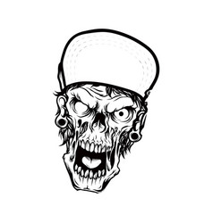 Skull wearing cap hand drawingshirt designs Vector Image