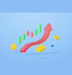 3d growth stock diagram financial graph Royalty Free Vector
