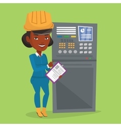 Engineer standing near control panel Royalty Free Vector