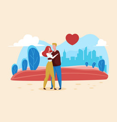 Happy loving couple on love background Royalty Free Vector
