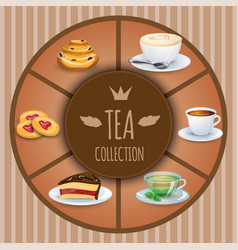 Tea collection decorative elements and Royalty Free Vector