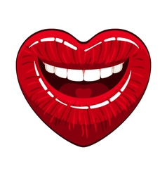 Red lips print in heart shape Royalty Free Vector Image