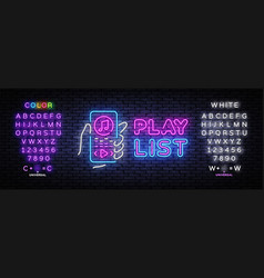Playlist neon frame music neon sign Royalty Free Vector