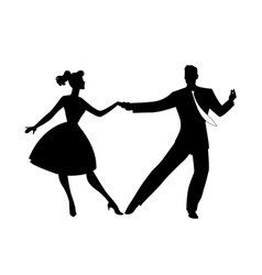 Retro party poster silhouettes of couple wearing Vector Image