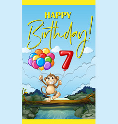 Girl and monkey with balloon number seven Vector Image