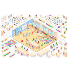 Isometric classroom education room teaching Vector Image