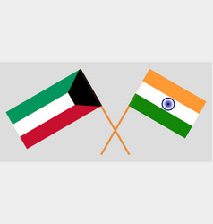 Kuwait and india kuwaiti and indian flags Vector Image