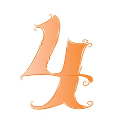 Excited happy number 4 Royalty Free Vector Image