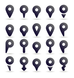 Black map pointer icons set Royalty Free Vector Image