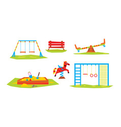 Kids having fun in entertainment park set Vector Image