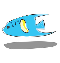 Clipart a blue-colored smiling fish or color Vector Image