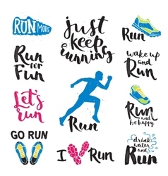 Running runner man marathon logo jogging emblems Vector Image