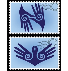 Heart hands stamps Royalty Free Vector Image - VectorStock