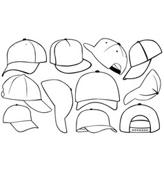 Set caps front back and side view Royalty Free Vector Image