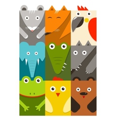 Flat Childish Rectangular Animals Set Royalty Free Vector