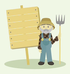 Sticker template with a farmer man holding Vector Image