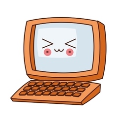 Kawaii computer cute image Royalty Free Vector Image