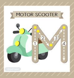 Letter m tracing motorcycle Royalty Free Vector Image