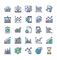 Graphical analysis flat icons pack Royalty Free Vector Image