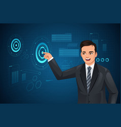 Cartoon man or businessman watching computer Vector Image