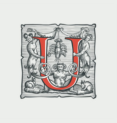 Gothic e letter logo medieval dropcap devil Vector Image