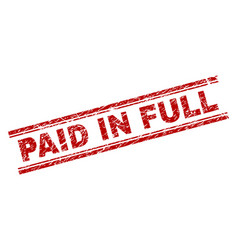 Grunge red paid in full word round rubber seal Vector Image
