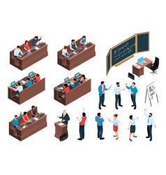 University study isometric set Royalty Free Vector Image