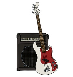 Red electric bass guitar Royalty Free Vector Image