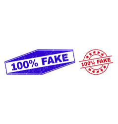 100 percents fake corroded watermarks in circle Vector Image