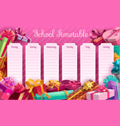 School timetable with gift boxes template Vector Image
