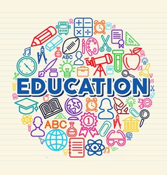 Education circle colorful icons Royalty Free Vector Image